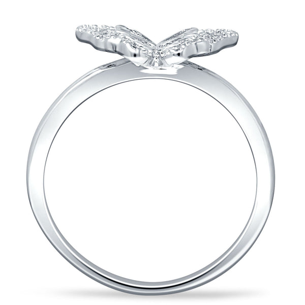 Heart Shaped Cluster Butterfly Ring 8.5mm Cubic Zirconia 925 Sterling