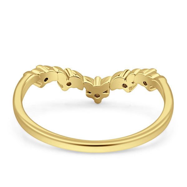 V-Shaped Contour Chevron Ring Cubic Zirconia Yellow Tone 925 Sterling