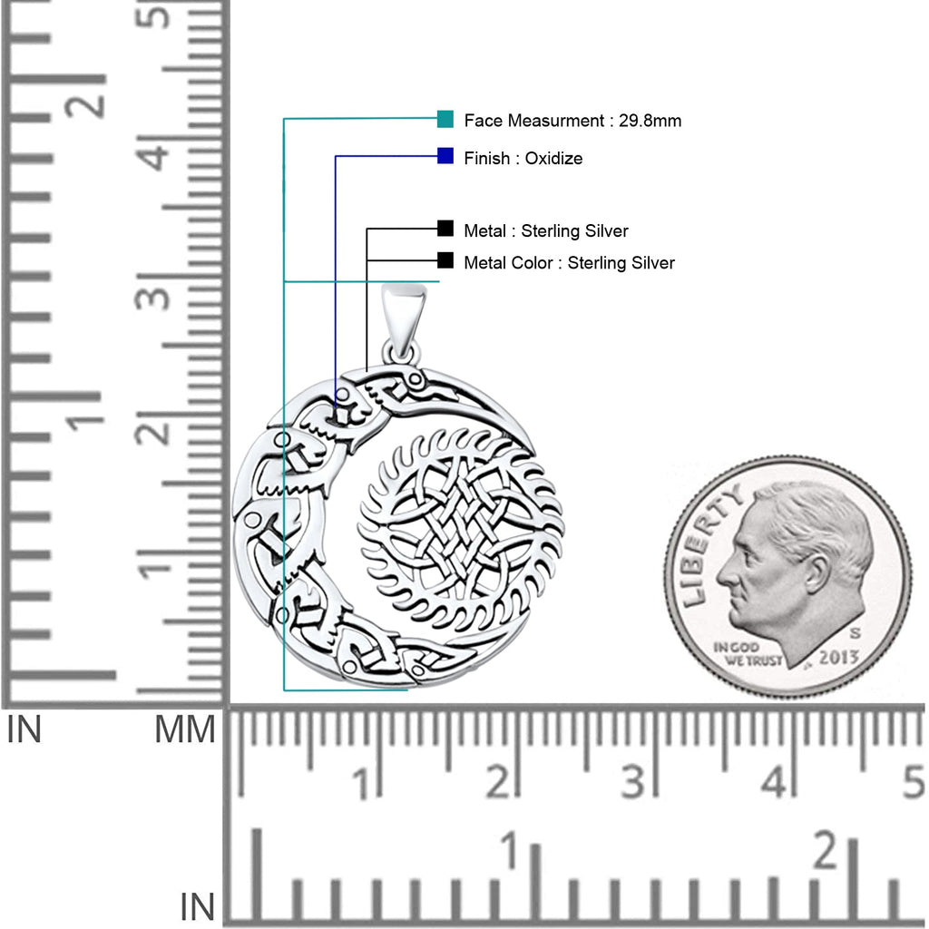 Celtic Moon Fish Pendant Oxidized 925 Sterling Silver Wholesale
