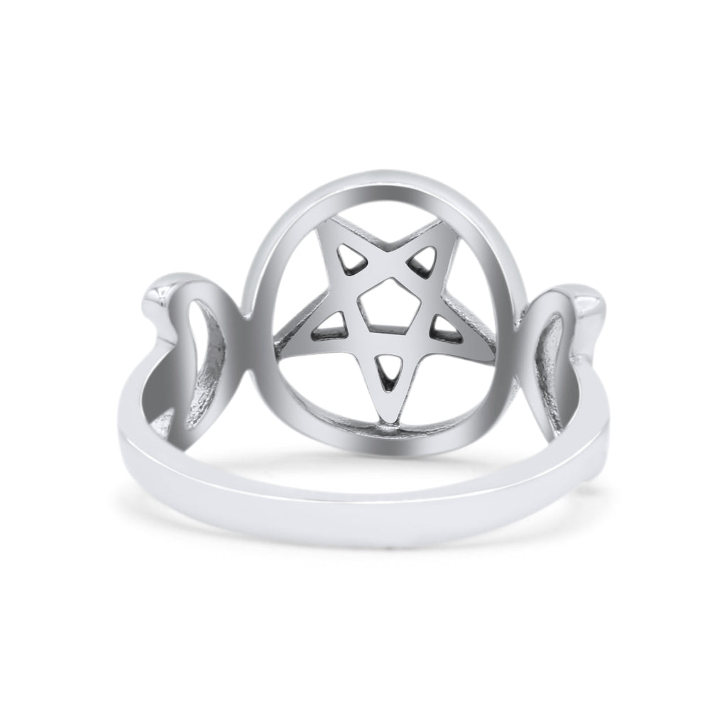 Iconic Half Moon And Star Goddess Triple Pentacle Design Pentagram Tre