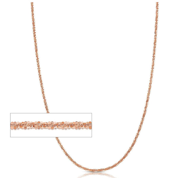 1.4MM Criss Cross Rose Gold Chain .925 Sterling Silver Length 16"-22"
